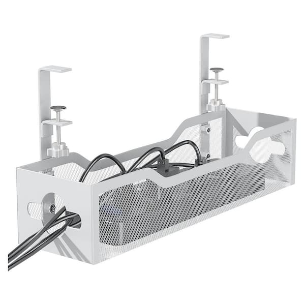Yichuhaoxi Under Desk Cable Management Tray White No Drill Clamp Wire Organizer for Office Home ...