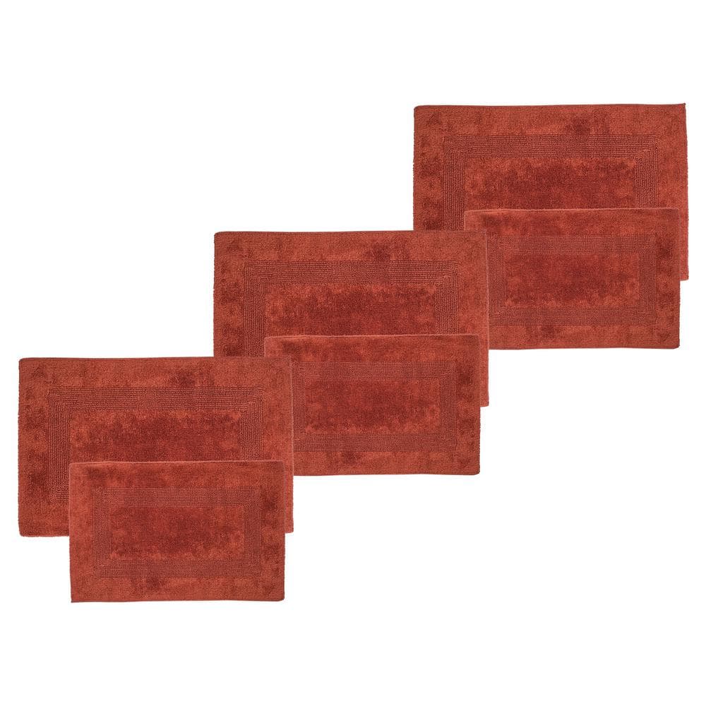 Lavish Home Brick Red 6- Piece Cotton Bathroom Mat Set 67-0018-BRI-3 ...