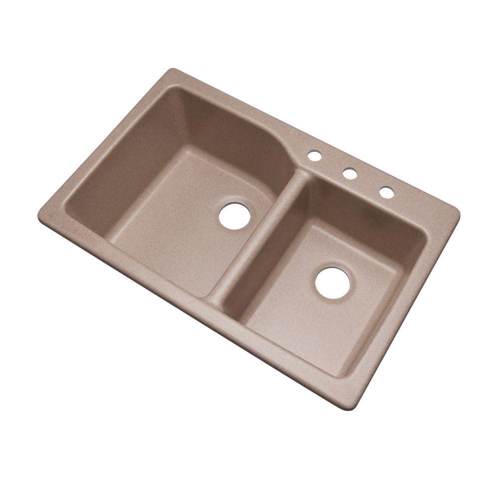 Mont Blanc Grande Dual Mount Composite Granite 34.in 3-Hole Double Bowl ...