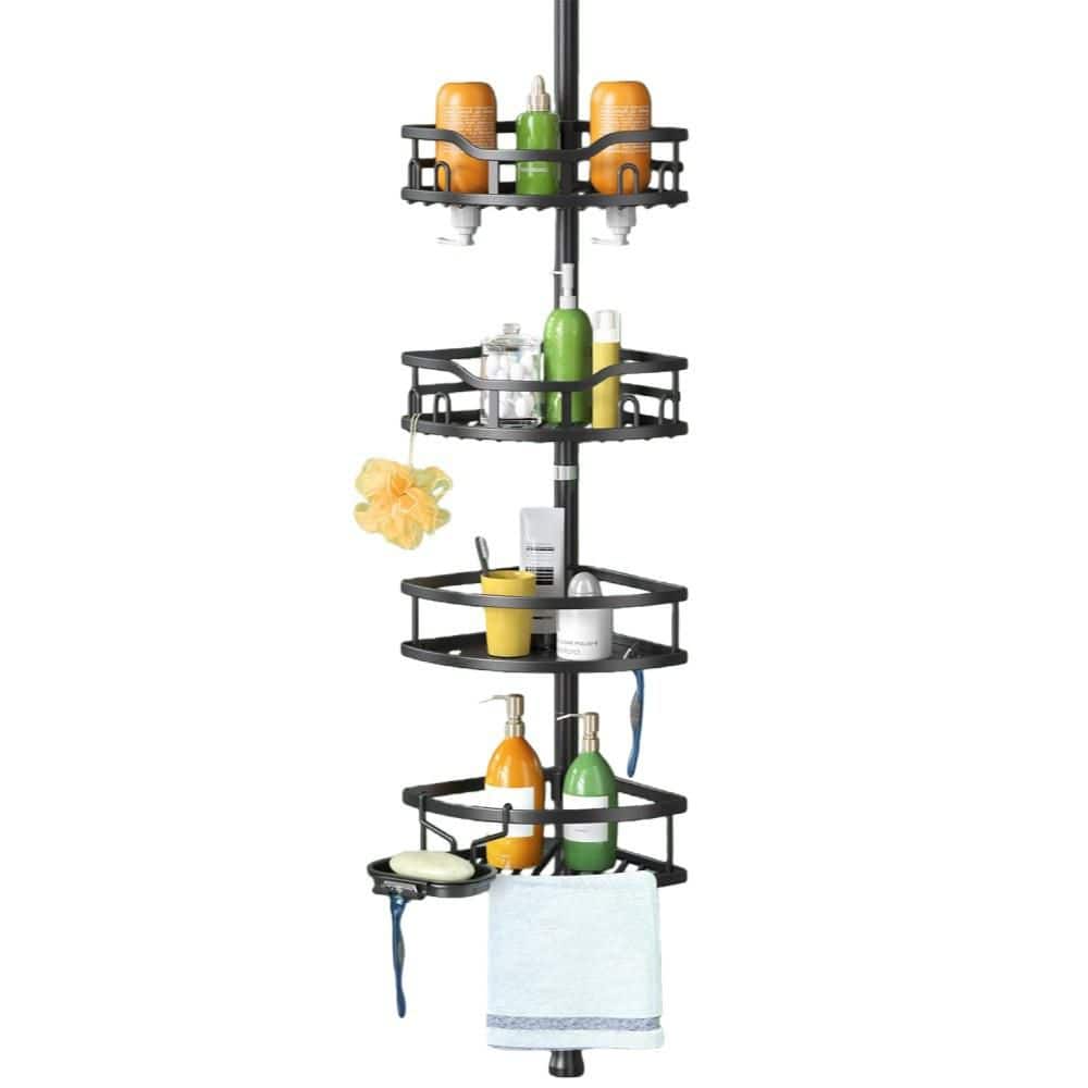 Numhew 4-Tier Adjustable Corner Shower Caddy for Bathroom Organizer ...