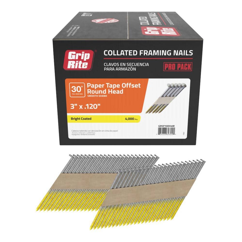 Reviews for Grip-Rite 3 in. x 0.120 in. 30° Paper Collated Bright ...