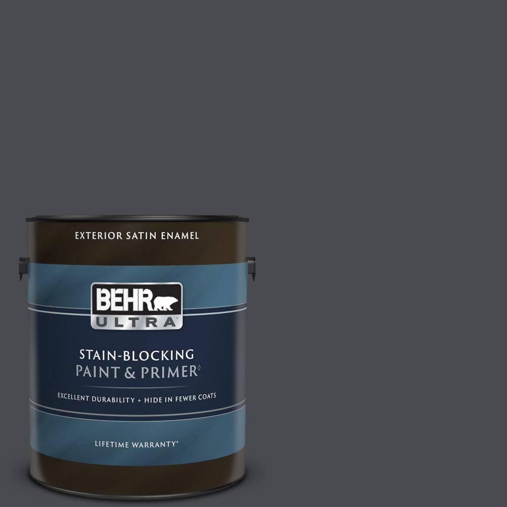 BEHR ULTRA 1 gal. #N500-7 Night Club Satin Enamel Exterior Paint ...