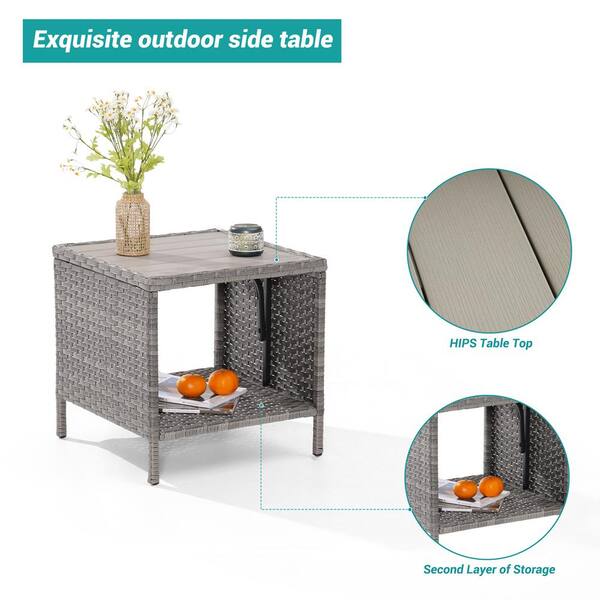 Grey rattan side table outdoor store