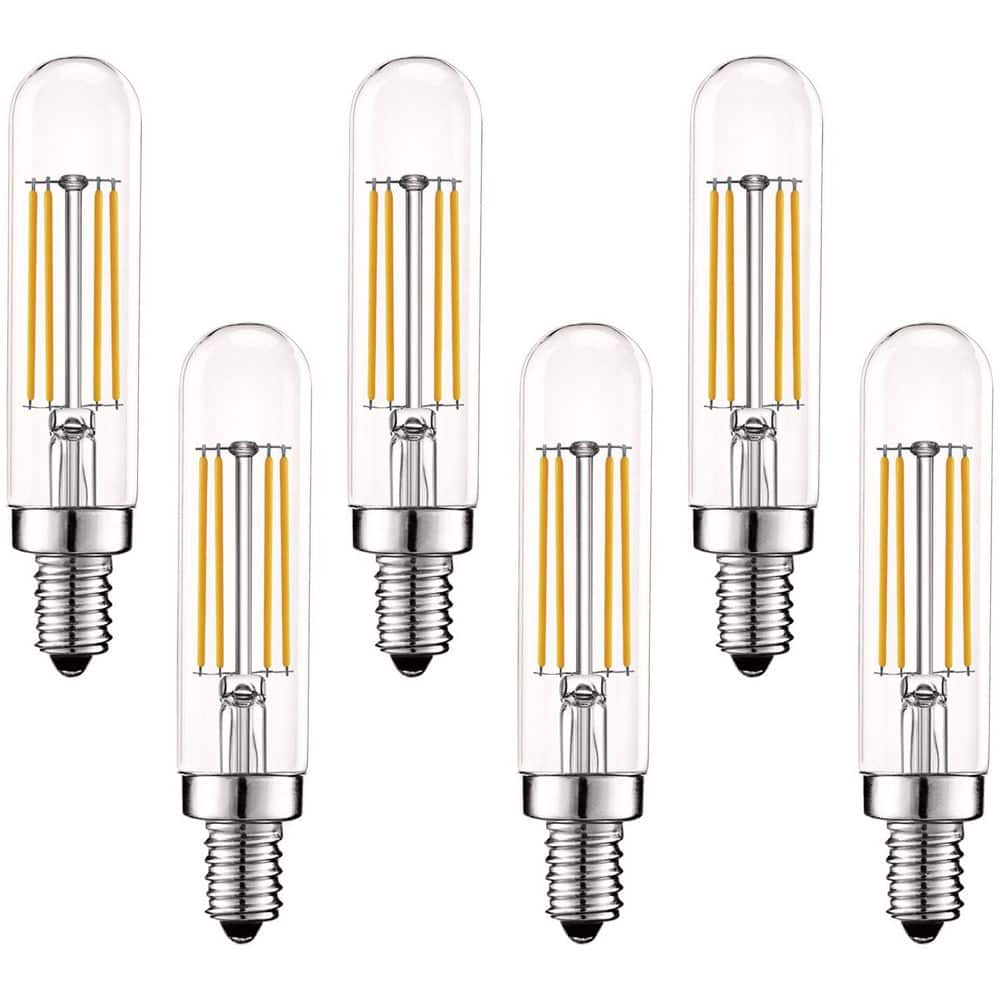 LUXRITE 60W Equivalent T6.5 LED Light Bulb 5-Watts 3500K 500-Lumens Dimmable Edison Candelabra ...