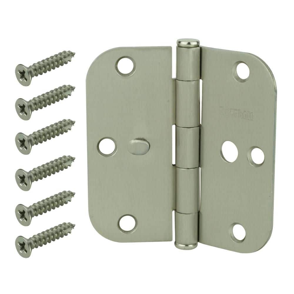 Everbilt 3-1/2 in. x 5/8 in. Radius Satin Nickel Security Door Hinge ...
