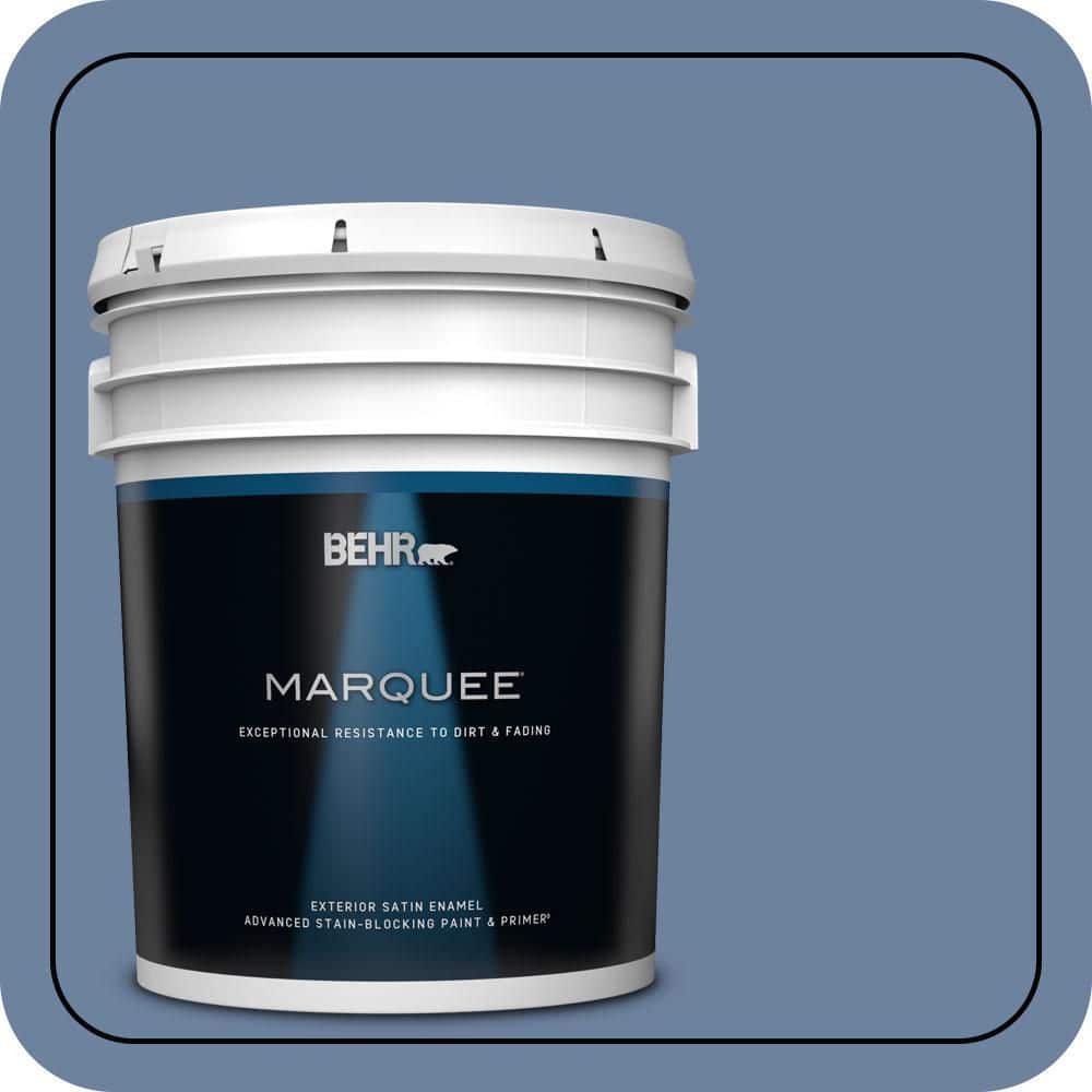BEHR MARQUEE 5 gal. #S530-5 Brisk Blue Satin Enamel Exterior Paint ...