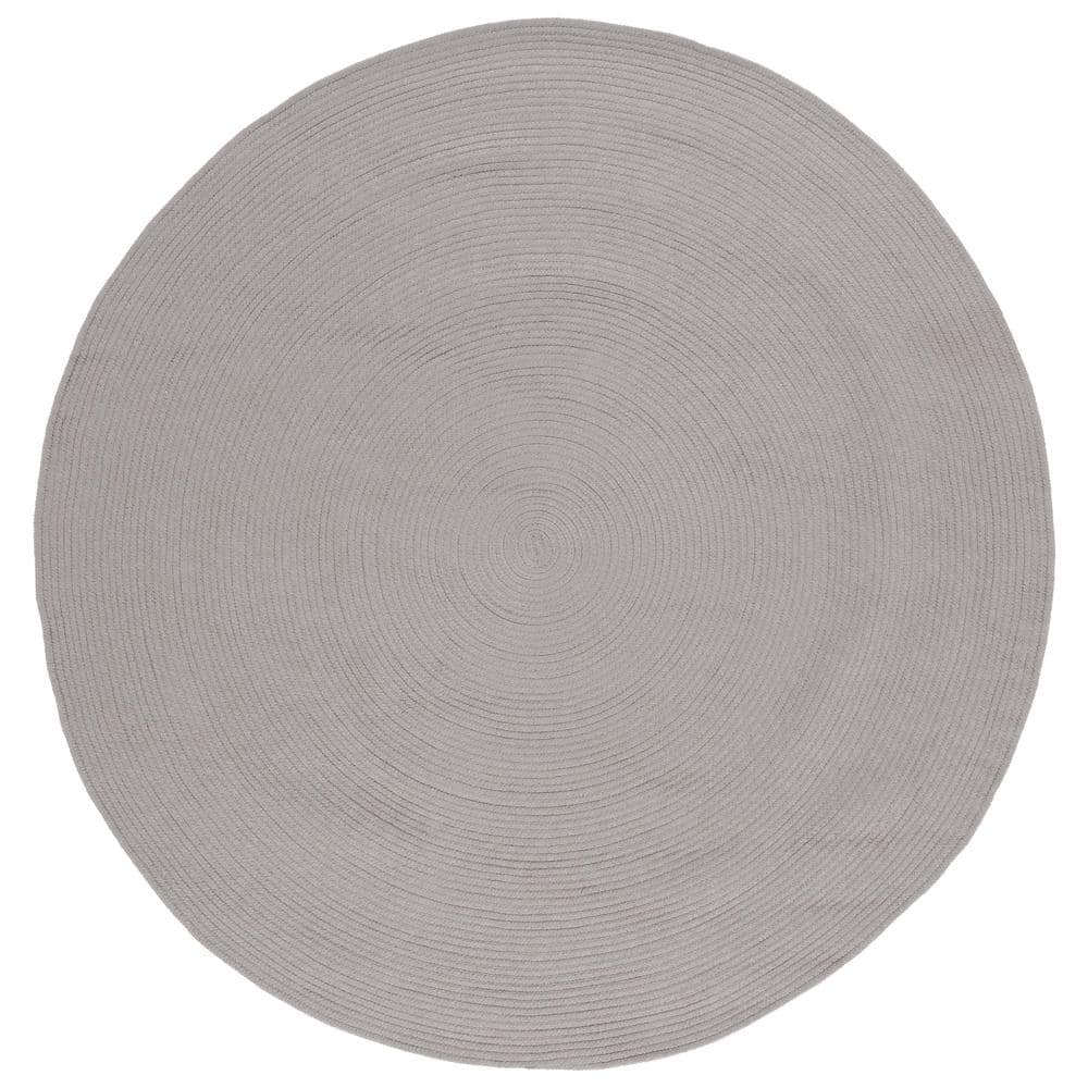 SAFAVIEH Braided Gray 6 ft. x 6 ft. Abstract Round Area Rug BRD402F-6R ...