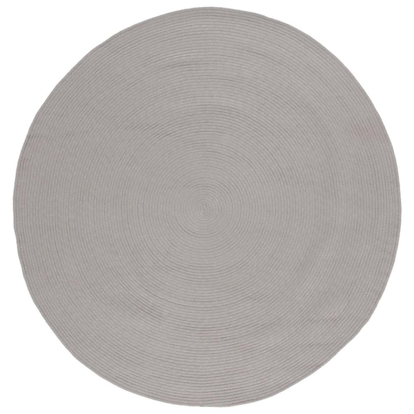 SAFAVIEH Braided Gray 6 ft. x 6 ft. Abstract Round Area Rug BRD402F-6R ...