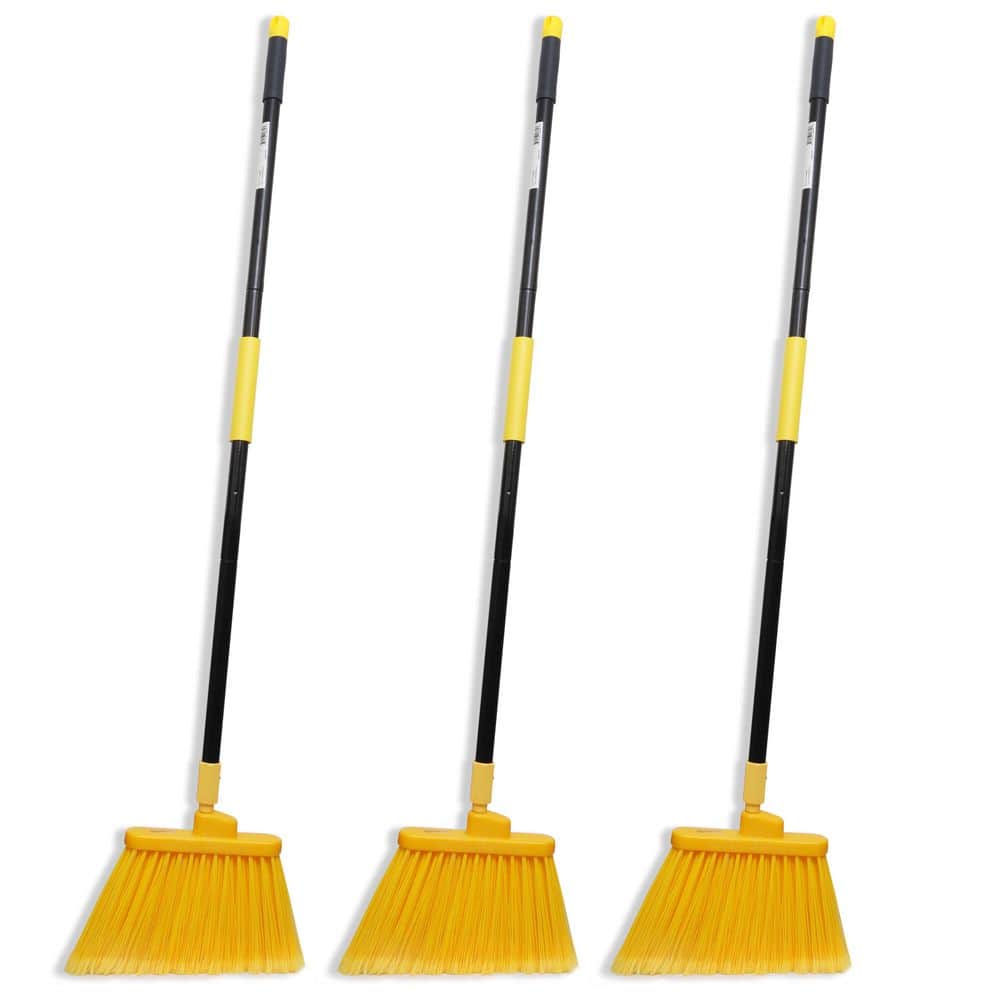 BISON LIFE 31.5-61 in. Extendable Angle Broom for Indoor/Outdoor Floor ...