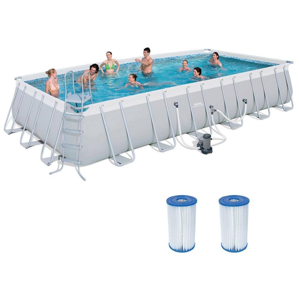 Bestway 24 ft. x 12 ft. Rectangle 52 in. Deep Above Ground Pool Set ...