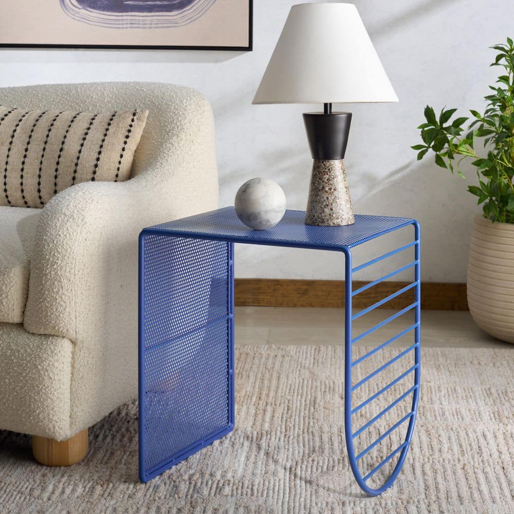 SAFAVIEH Viktoria 17.8 in. Blue Square Metal End Table SFV6808B - The ...