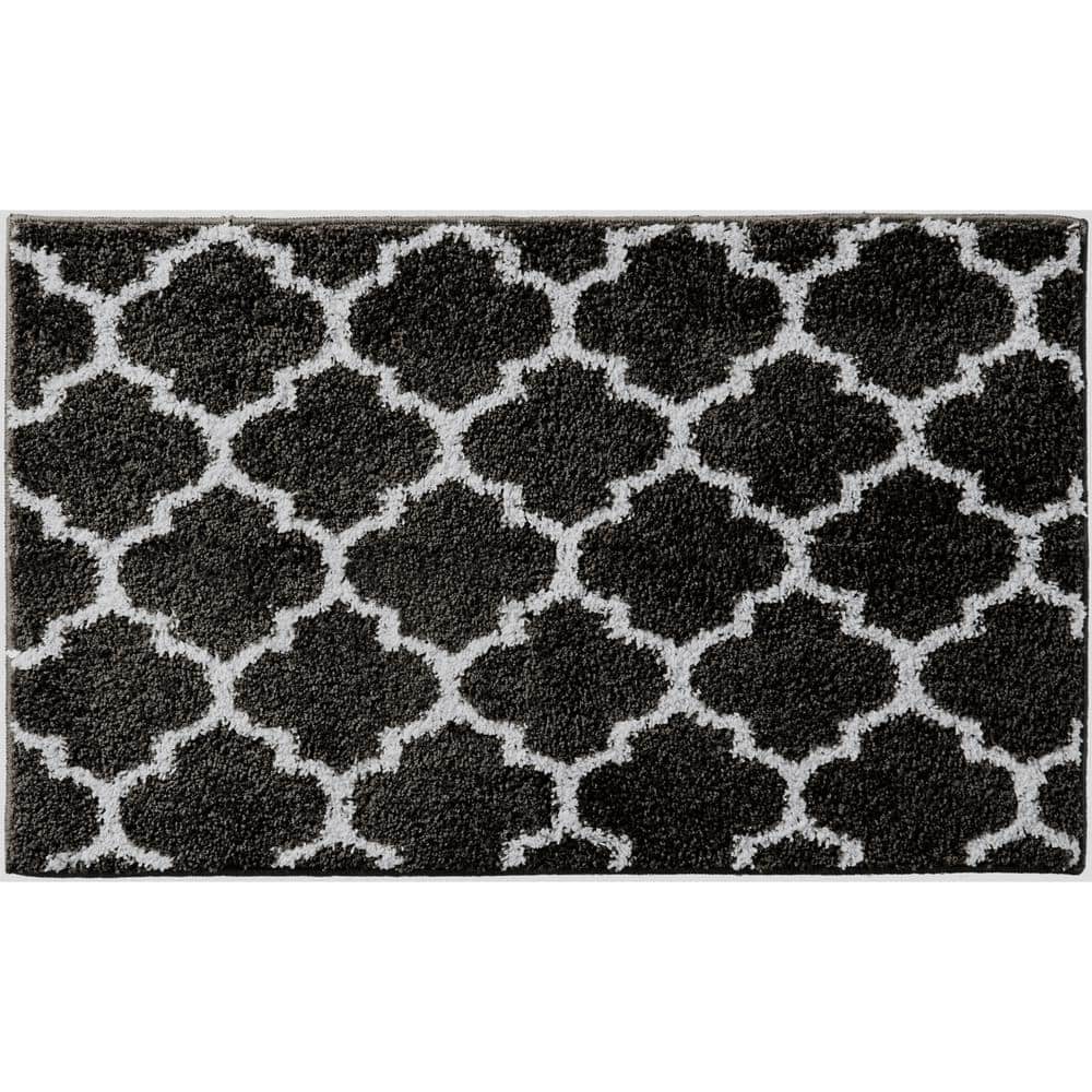 StyleWell Seyward 2 ft. x 4 ft. Titanium Trellis Shag Scatter Area Rug ...