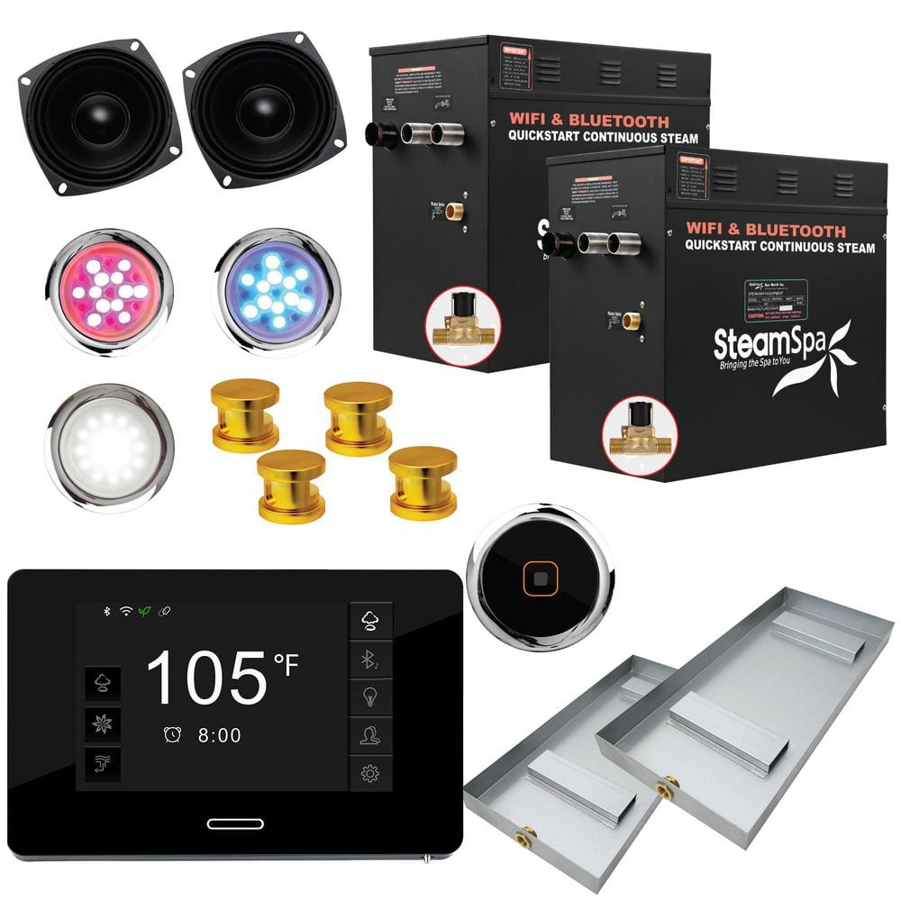 SteamSpa Black Series 24kW Steam Bath Generator with Continuous Steam ...