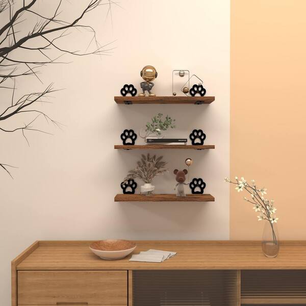 15.7 in. W x 5.1 in. D Paw Prints Wall Decor Floating Shelves Set of 3 Cute Rustic Wooden Shelf Decorative Wall Shelf PUZBNB The Home Depot