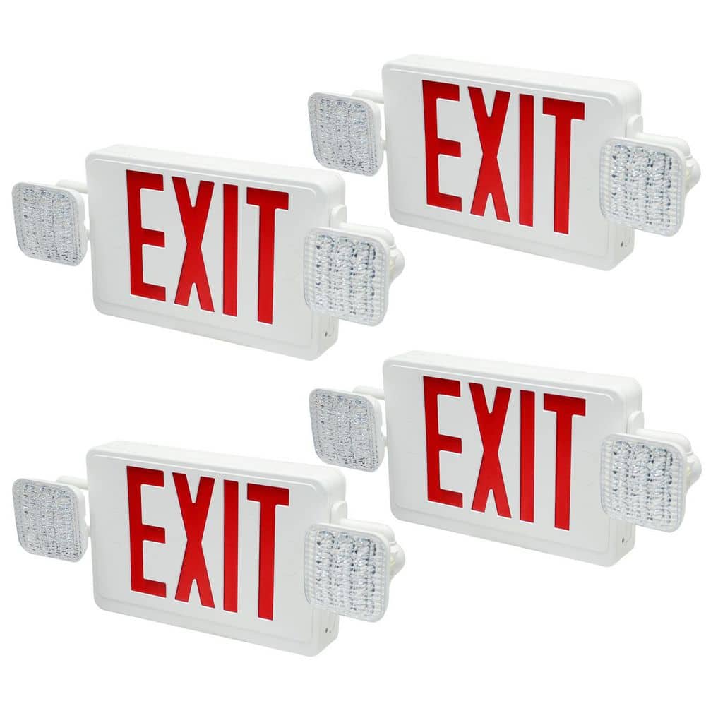 KOAOEIRS 14-Watt Equivalent 120-Volt Integrated LED White Exit Sign and ...