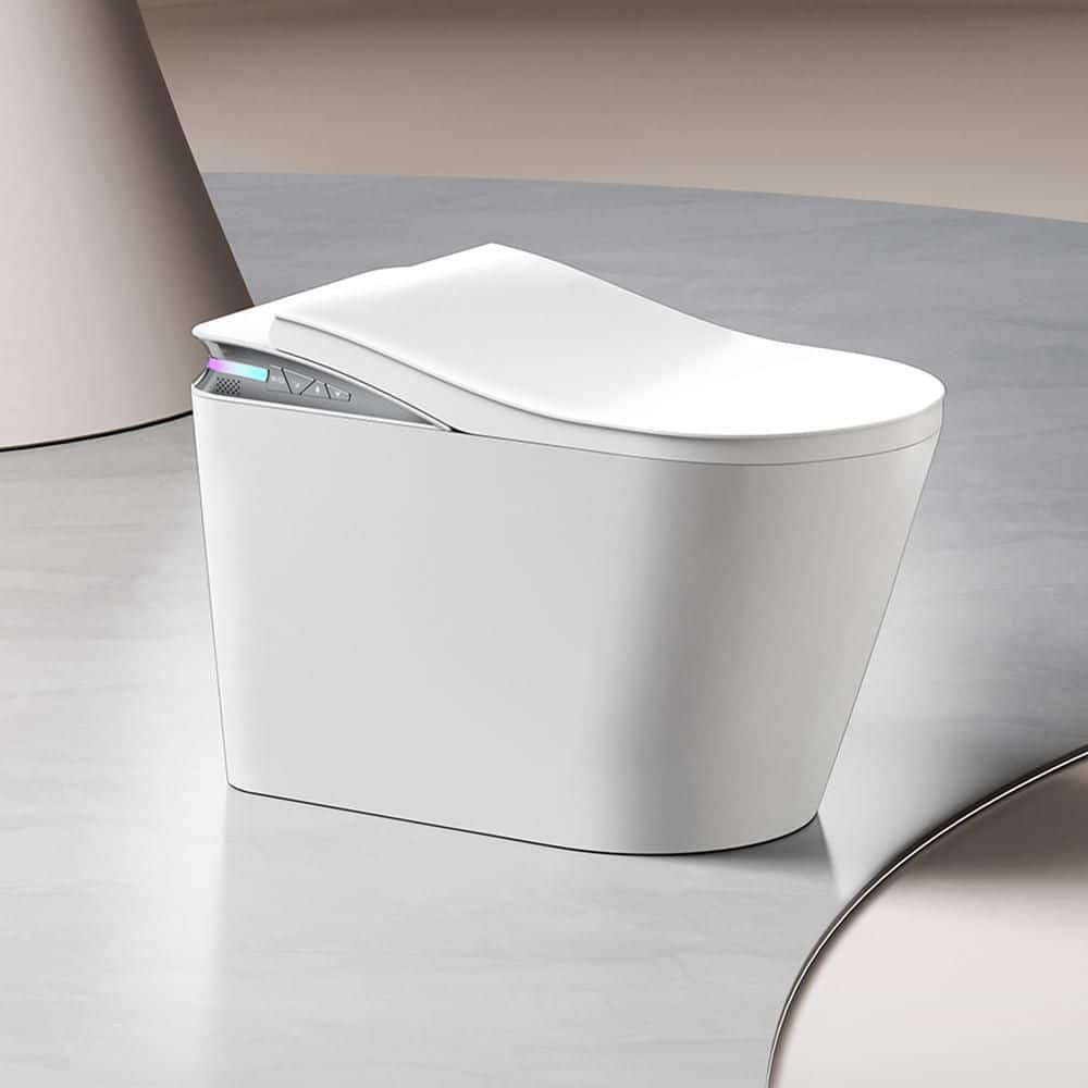MEDUNJESS Ayme Elongated Smart Toilet Bidet in White with White Screen ...
