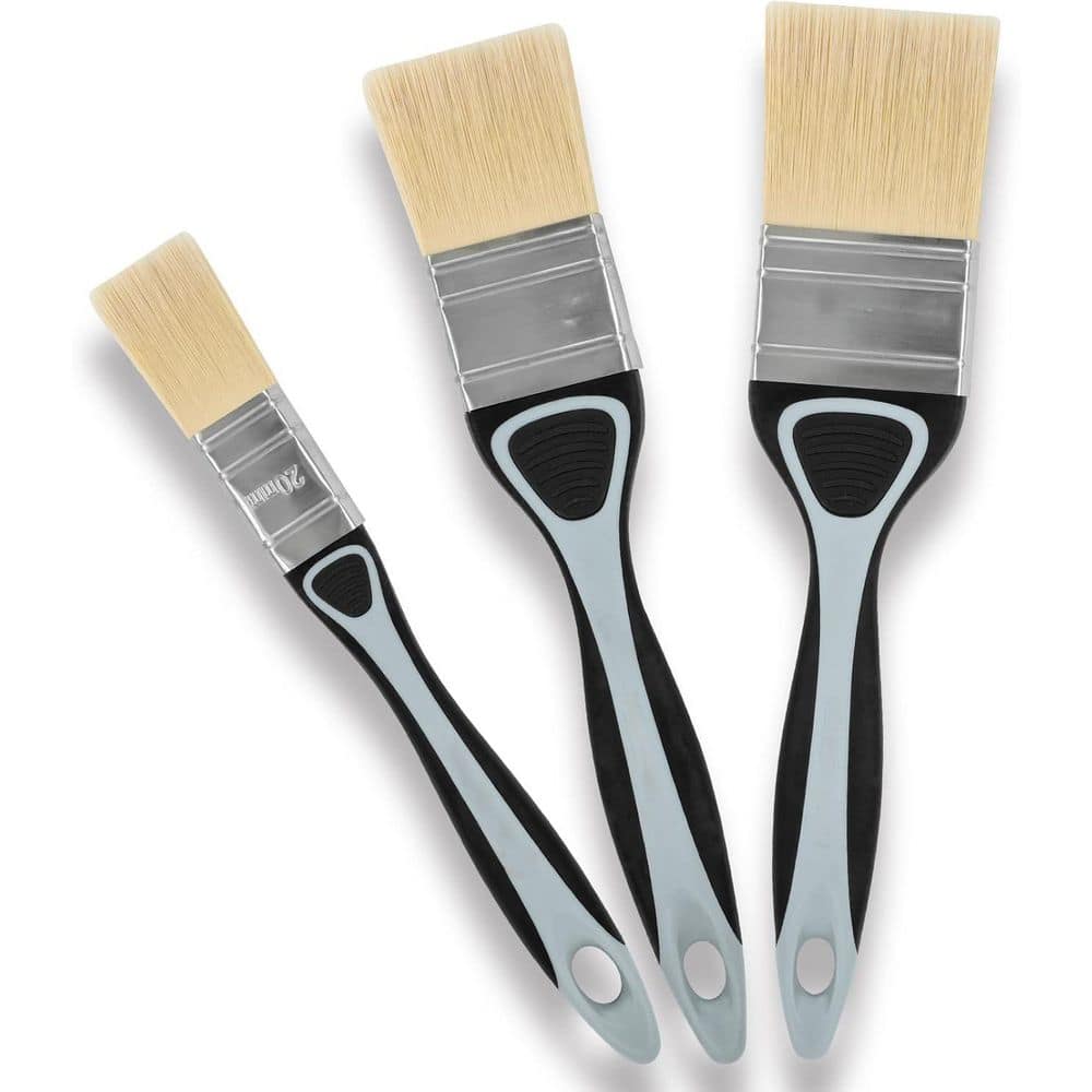 KIWDZFU 3-PC Paint Brush Set for Walls and Smooth Surfaces with Soft ...