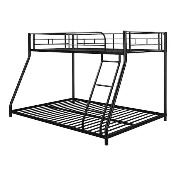 URTR Heavy Duty Black Twin Over Full Metal Bunk Bed, Metal Bed Frame ...