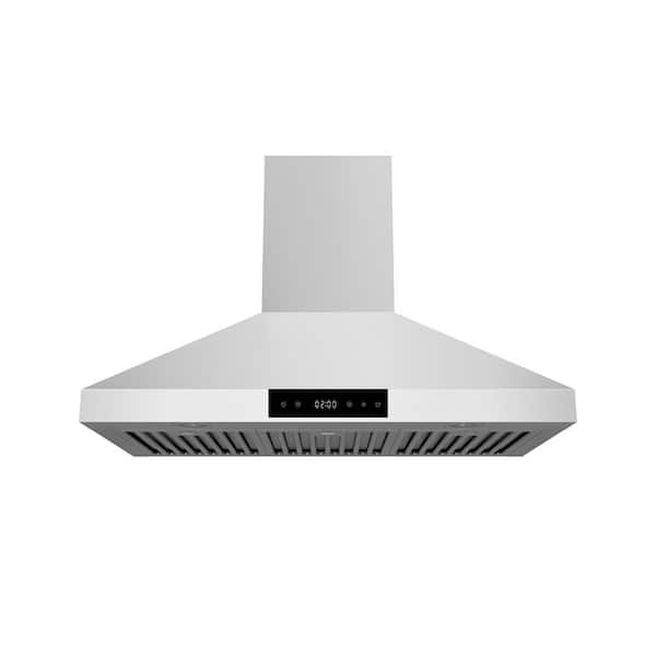 HAUSLANE 36 in. Convertible Wall Mount Range Hood with Changeable LED ...