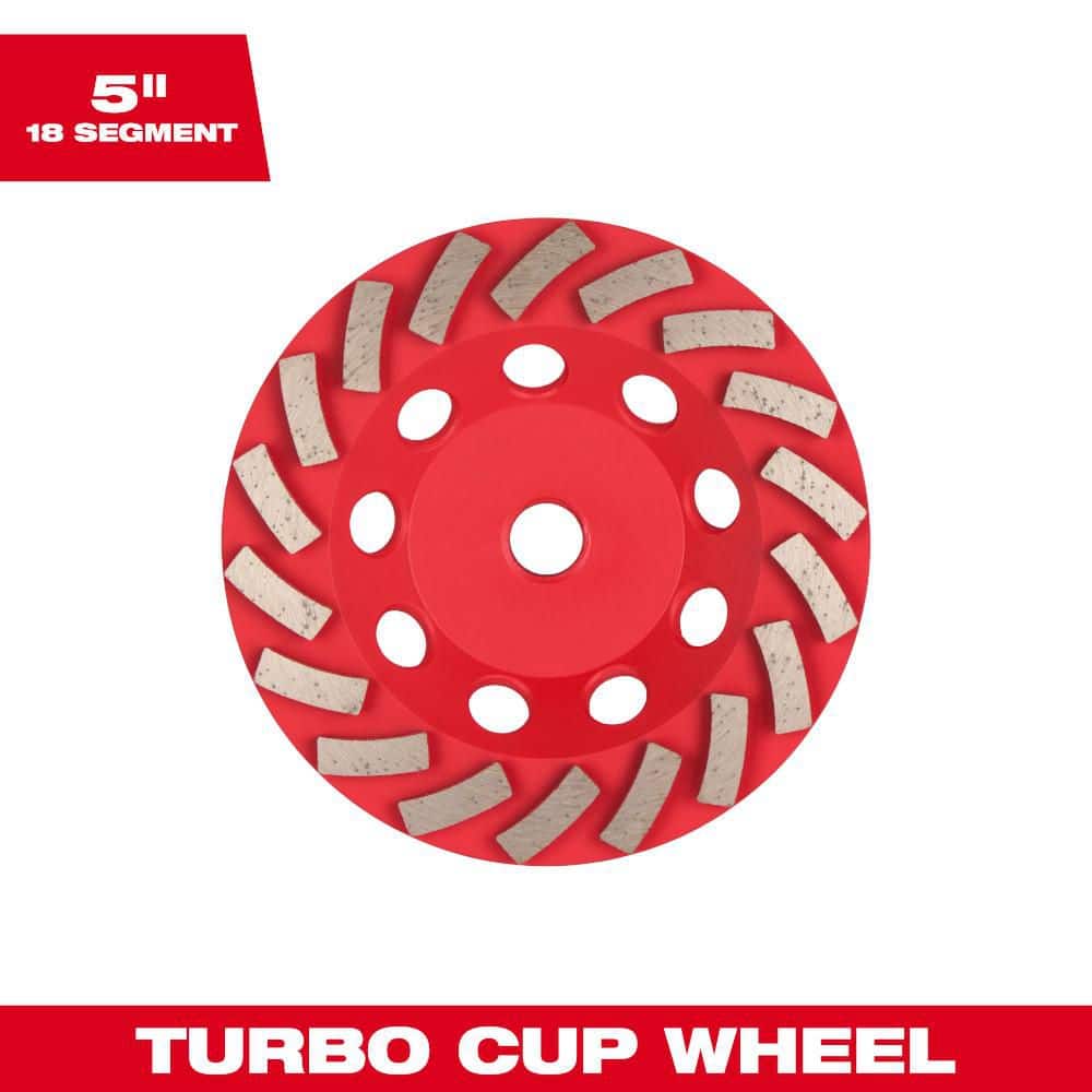 Milwaukee 5 in. DIAMOND MAX Segmented Turbo Diamond Cup Wheel 49-93-7790 - The Home Depot