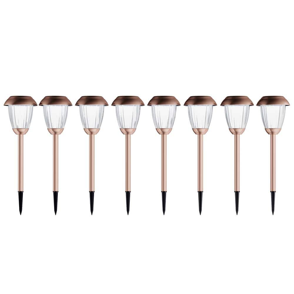 Pure Garden 16 in. Solar Copper LED Path Light (8-Pack) 272926KIK - The ...