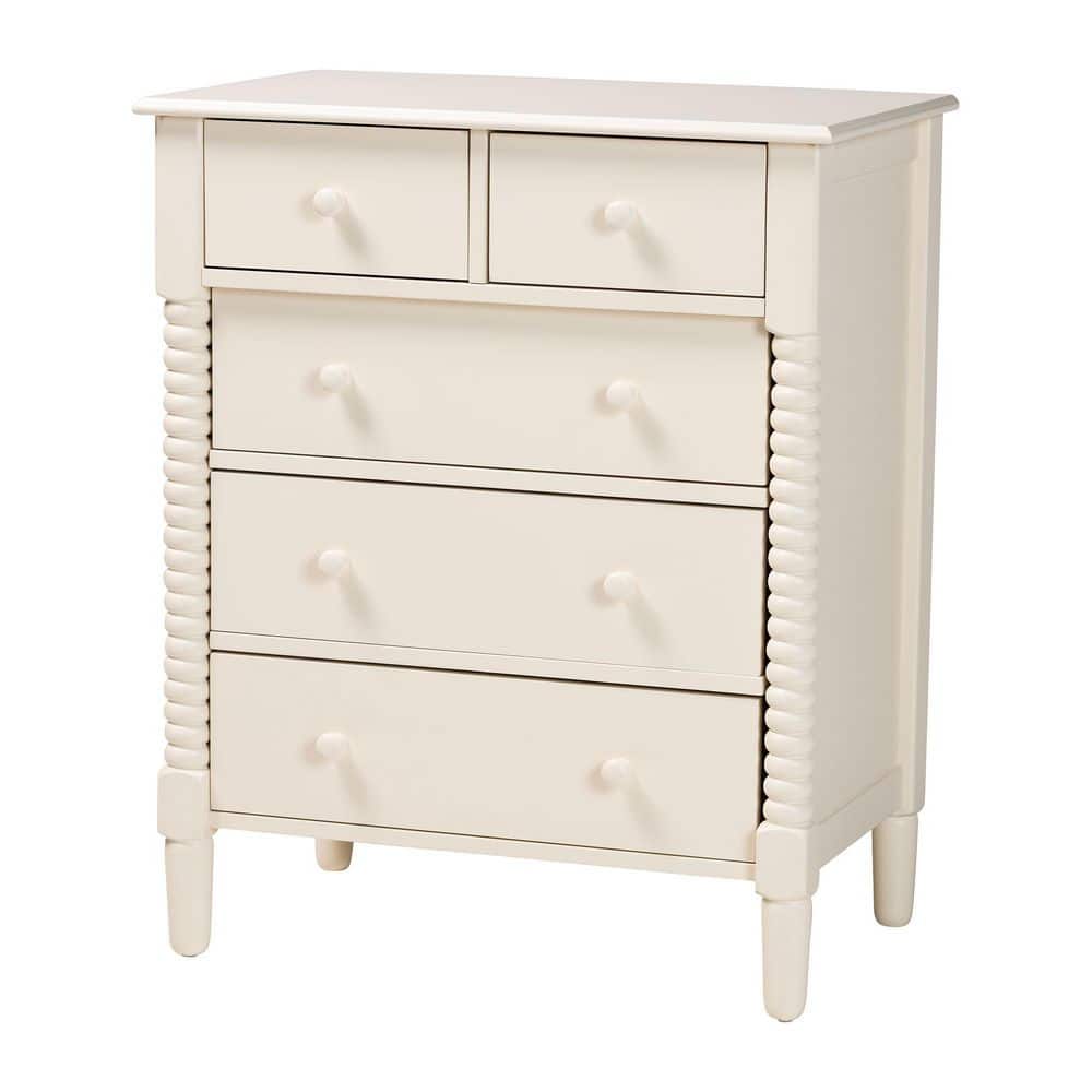 Baxton Studio Braith Ivory 5-Drawer 31.5 in. Chest of Drawers 258-14247 ...