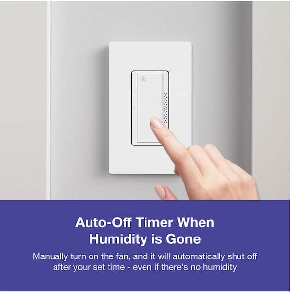 Lutron XactSense Humidity Sensor Switch for Bathroom Exhaust Fans, 3 ...