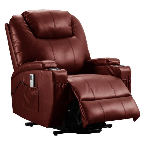 Pinksvdas Malibu Black Faux Leather Power Lift Assist Standard Recliner ...