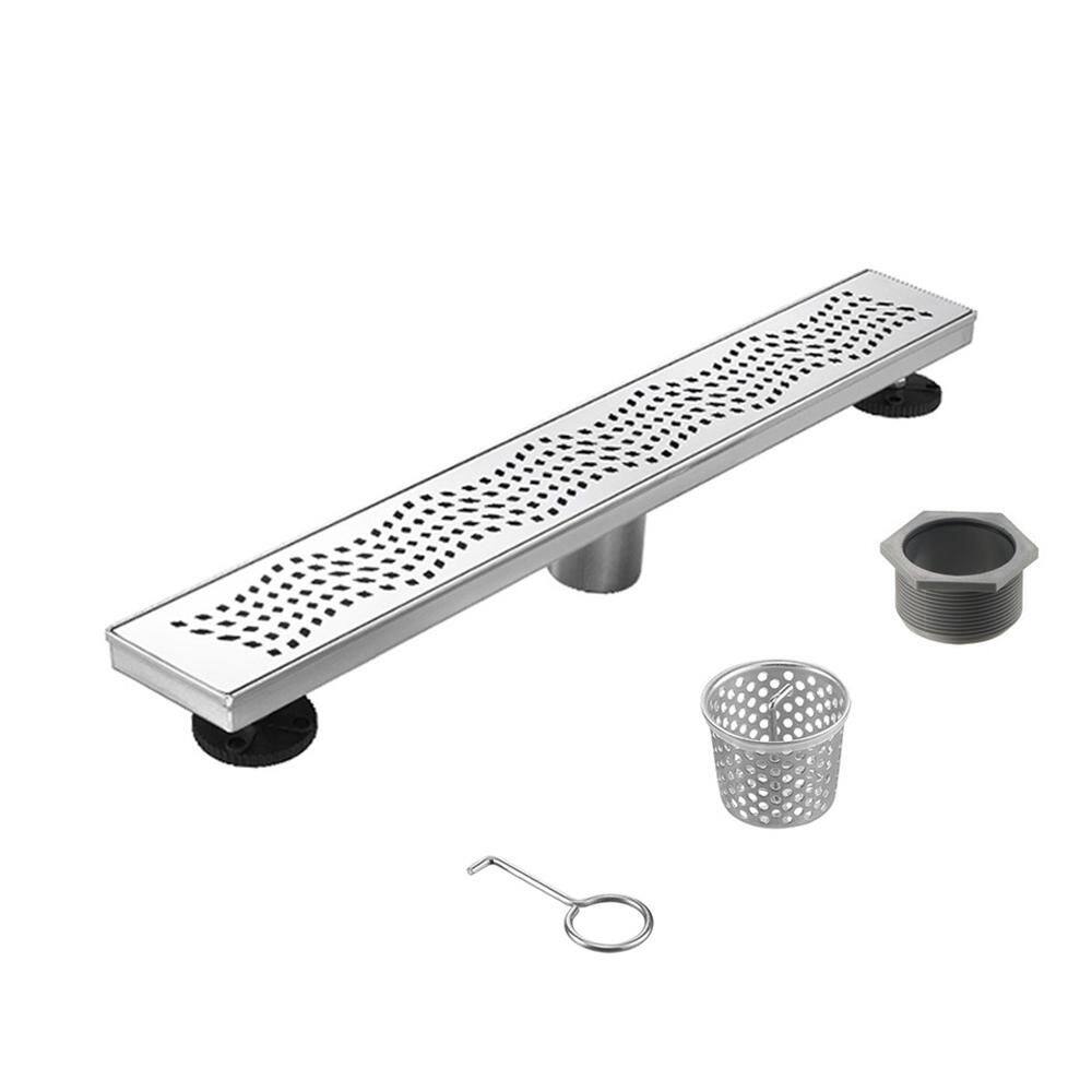Elegante Drain Collection 48 in. Linear Stainless Steel Shower Drain ...