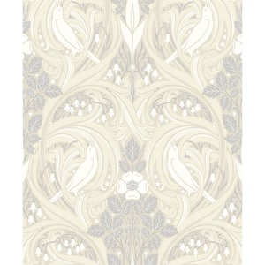 Seabrook Designs 57.5 sq. ft. Charcoal and Goldenrod Bird Scroll ...