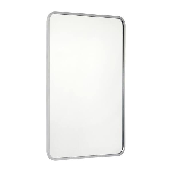 Carnegy Avenue 24 in. W x 36 in. H L Matte Silver Wall Mounted Mirror ...