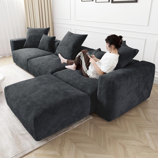 Oversized sectional couch with ottoman store