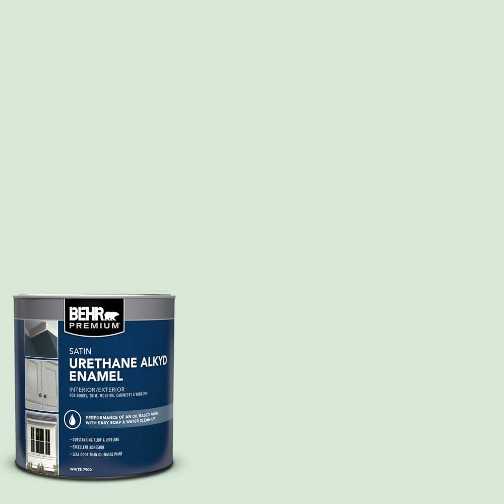 BEHR PREMIUM 1 qt. #M410-1 Jade Mist Satin Enamel Urethane Alkyd ...