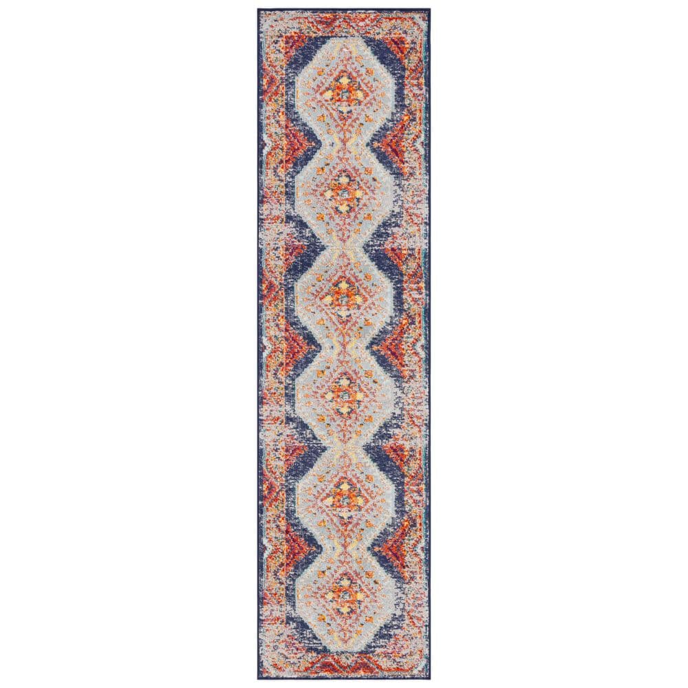 SAFAVIEH Monaco 2 ft. x 8 ft. Rust/Multi Distressed Geometric Runner ...