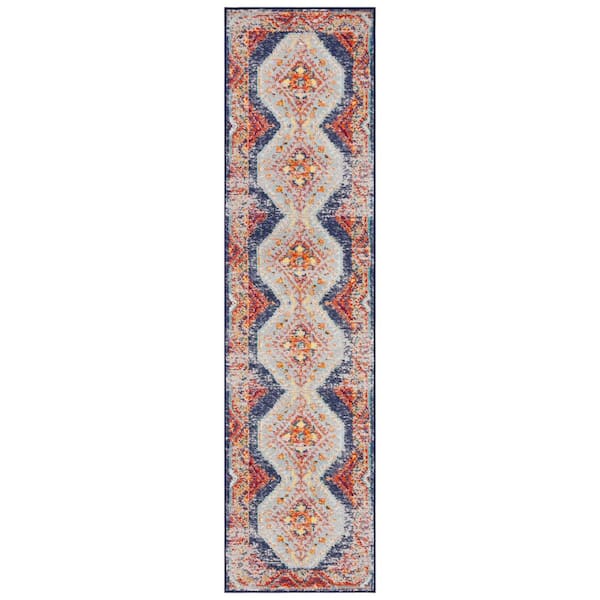 SAFAVIEH Monaco 2 ft. x 8 ft. Rust/Multi Distressed Geometric Runner ...