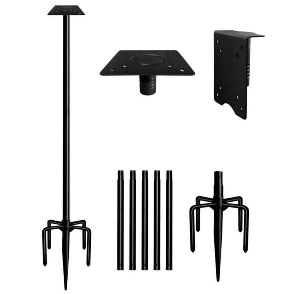 OGETFUUR 90 in. Black Bird House Pole Mount Kit with Frosted, Bird ...
