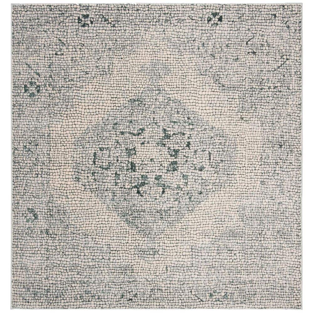 SAFAVIEH Marseille 7 ft. x 7 ft. Light Sage Distressed Medallion Square ...