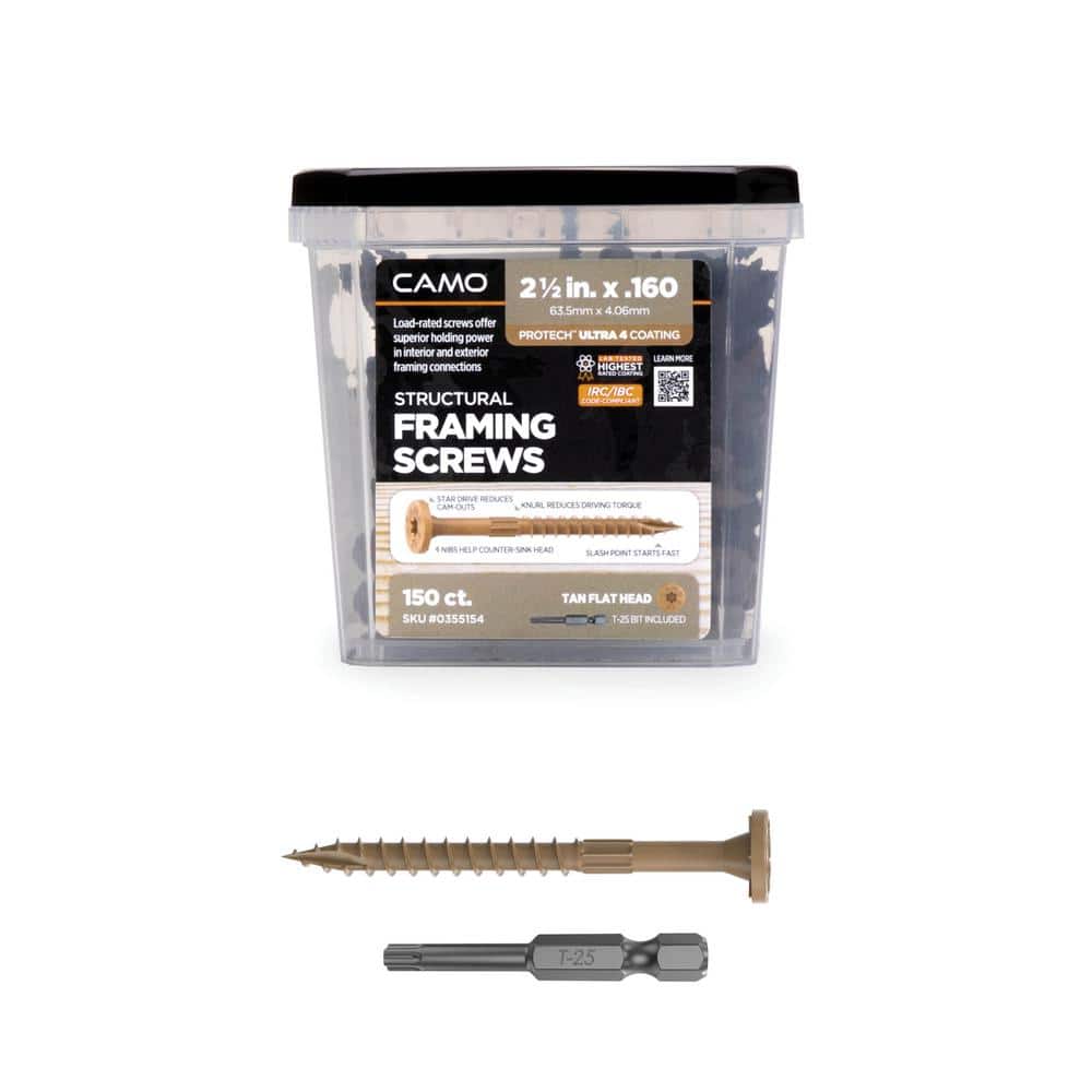 CAMO 2-1/2 in. x 0.16 in. Star Drive Flat Head Structural Framing Wood ...