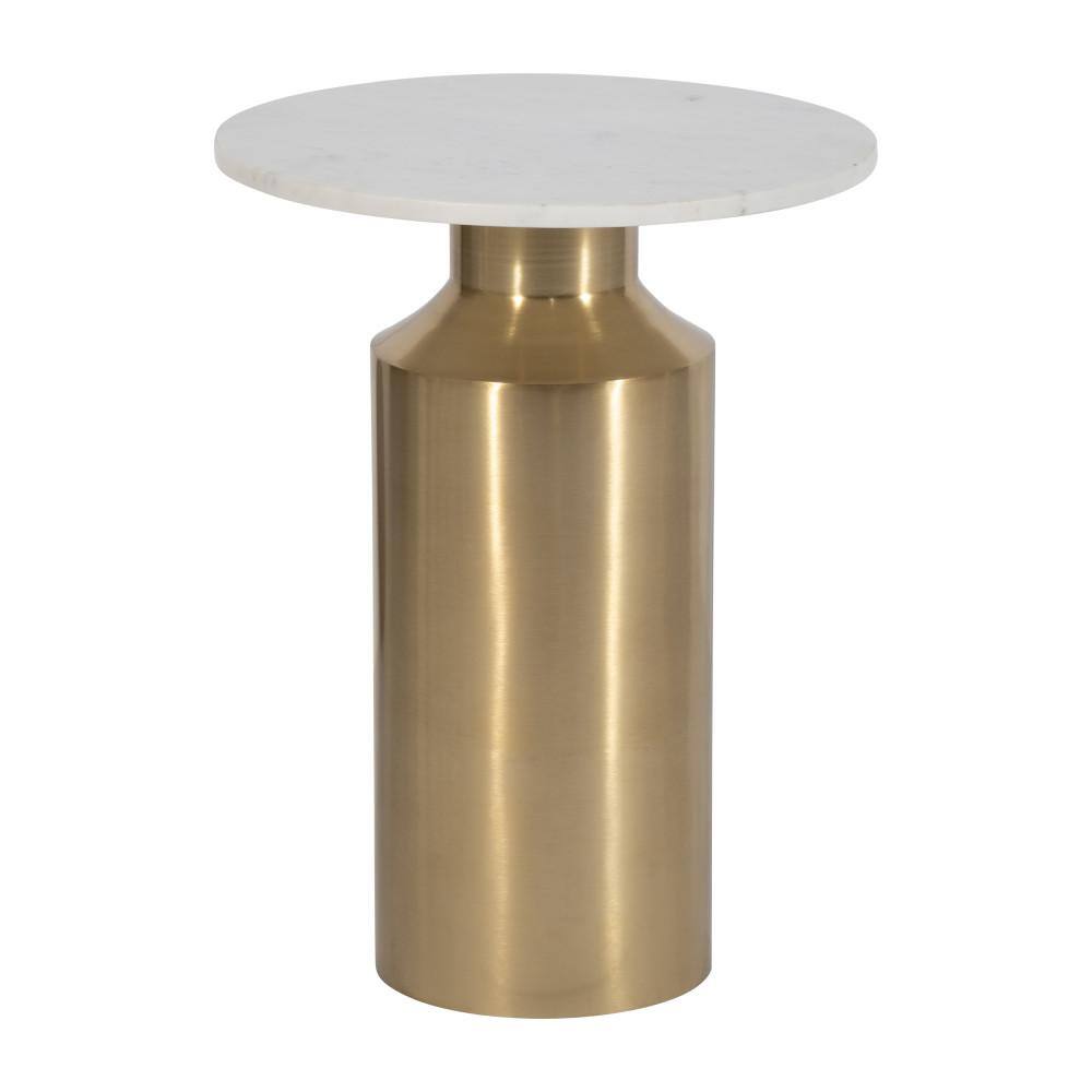 Liv & Skye 17 in. Gold Circle Marble Accent Table 18404 - The Home Depot