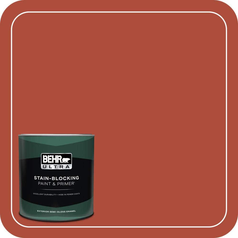 BEHR ULTRA 1 qt. #MQ4-35 Torch Red Semi-Gloss Enamel Exterior Paint ...