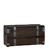 HOUSEHOLD ESSENTIALS Large Steel Brown Band Trunk 9562-1 - The Home Depot