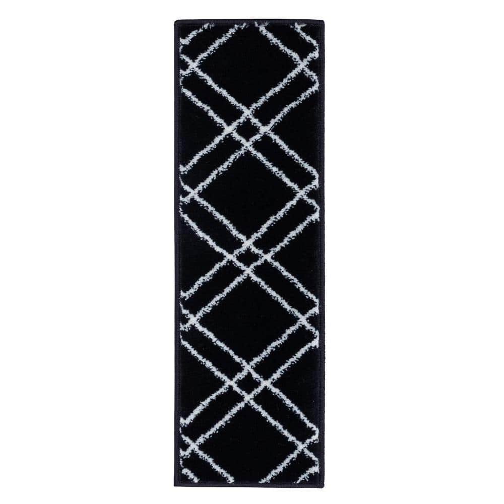 SUSSEXHOME Vintage Collection Navy 9 in. x 28 in. Polypropylene Stair ...