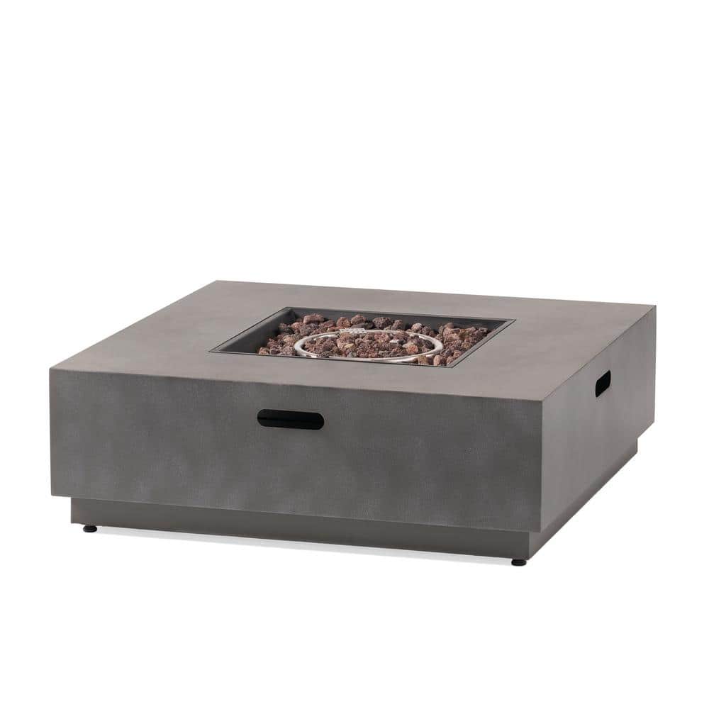 Noble House Reign Concrete Square Metal Outdoor Patio Fire Pit (No Tank ...