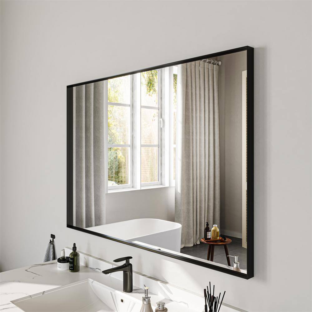ORGANNICE 48 in. W x 32 in. H Black Rectangle Framed Tempered Glass ...