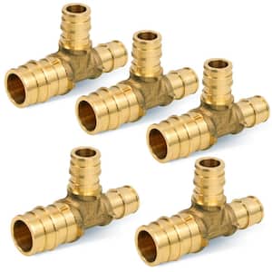 PLUMBFLEX 3/4 in. x 3/4 in. x 1/2 in. 90° PEX A Expansion Pex Reducing Tee, Lead Free Brass For ...