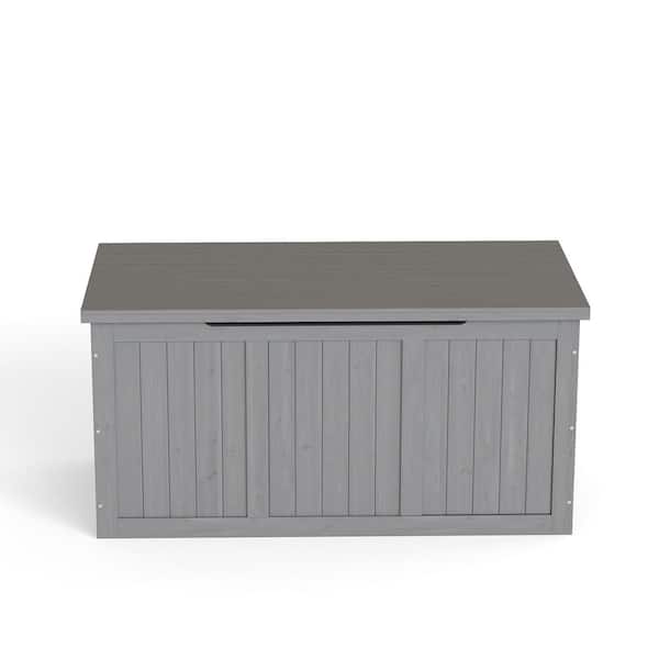 ECOCHIC SPACES INC 67 Gal. Grey Outdoor Wooden Deck Box-Solid Wood ...