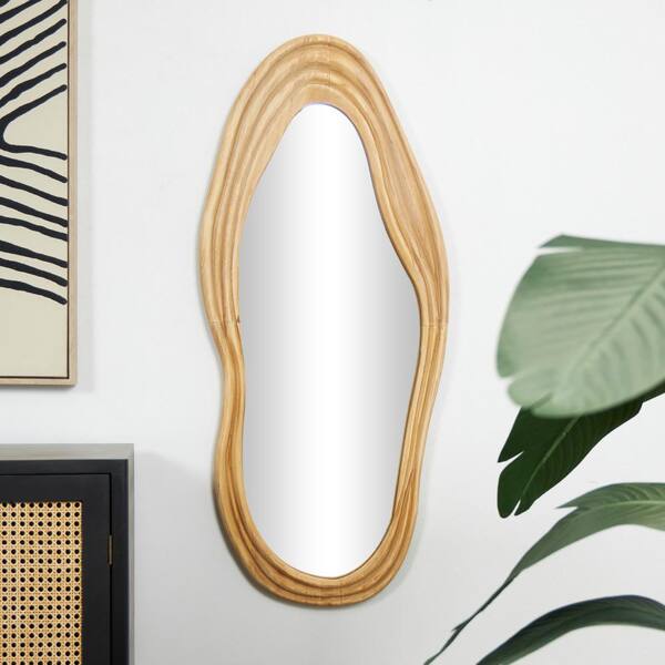 Litton Lane 41 in. x 18 in. Abstract Wavy Asymmetrical Framed Brown ...