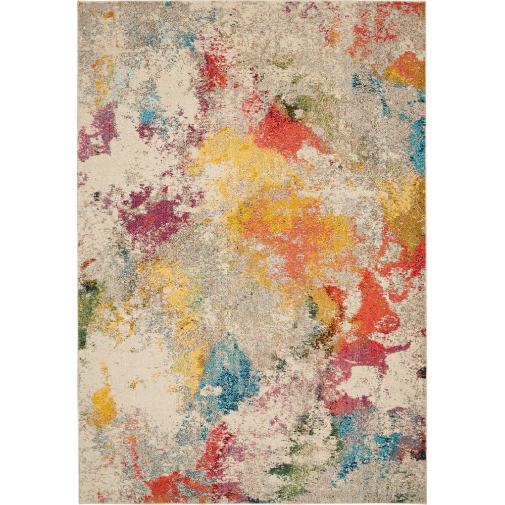 Nourison Celestial Ivory/Multicolor 6 ft. x 9 ft. Abstract Art Deco ...