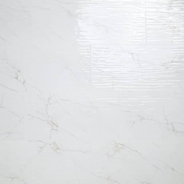 MSI Lumino Stripe White 12 in. x 24 in. Glossy Ceramic Wall Tile (16 sq ...