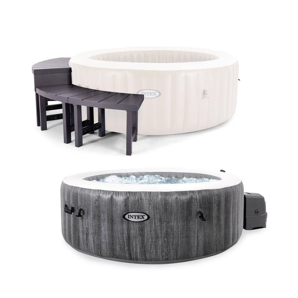 Intex 4-Person 140-Jet 120 V Hot Tub Jet Spa with Accessories Benches ...